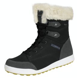 GUGGEN Mountain Damen Winterstiefel Echtleder mit Kunstfell Schwarz