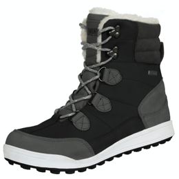 GUGGEN Mountain Damen Fellstiefel mit Lammwolle Winterstiefel Schwarz