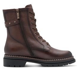 Tamaris Damen Fashion Braun Leder Schn&uuml;rstiefeletten mit Rei&szlig;verschluss