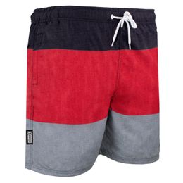 GUGGEN Mountain Herren Badehose mit Muster Streifen Rot