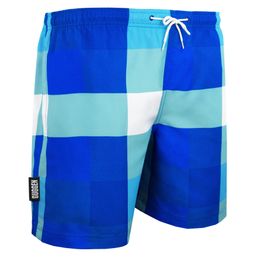 GUGGEN Mountain Herren Badehose Kariert Blau