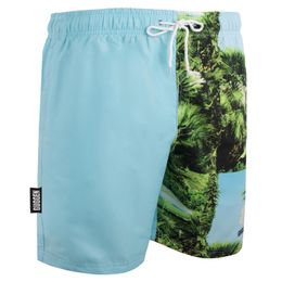 GUGGEN Mountain Herren Badehose mit Palmen Muster Gr&uuml;n