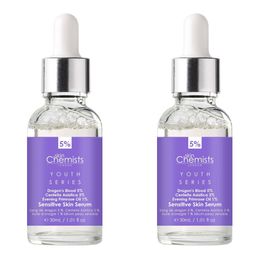 SkinChemists Jugendserie Serum f&uuml;r empfindliche Haut Drachenblut 5%, Centella Asiatica 3%, Nachtkerzen&ouml;l 1% 30ml x 2 Duo-Pack