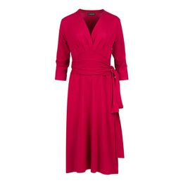 Bordeauxrotes Wickelkleid mit 3/4-&Auml;rmeln und V-Ausschnitt &ndash; weicher Viskose-Jersey