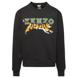 Kenzo Paris Digital Tiger Design Schwarzes Sweatshirt