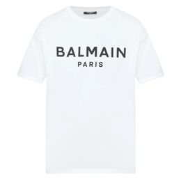 Balmain Paris - Wei&szlig;es T-Shirt mit auff&auml;lligem Markenlogo