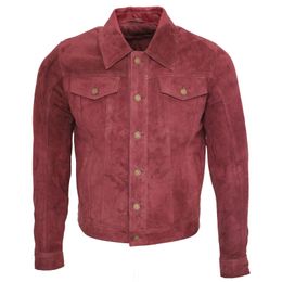 Trucker-Jeansjacke aus Ziegenwildleder
