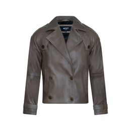 Kurze, �bergro�e Trenchcoat-Lederjacke f�r Damen - Canberra