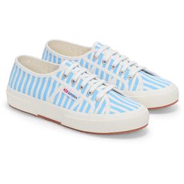 Superga 2750 Streifen Druck Baumwolle Damen Offwhite/Azur Sneakers