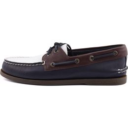 Sperry Authentic Original 2 Eye Herren Bootsschuhe Aus Leder In Marineblau/Wei&szlig;/Braun