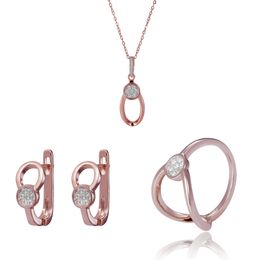 Orphelia 'Gigi' Damen-Set aus 925er Sterlingsilber: Halskette + Ohrringe + Ring &ndash; Ros&eacute; SET-7439