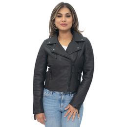 Damen Leder Matt Vintage Brando Bikerjacke-Taipei