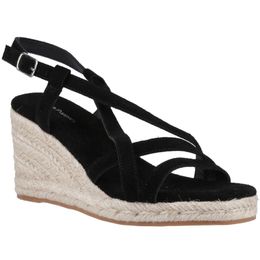 Hush Puppies Jenny Espadrille Keilabsatz Wildleder Damen Schwarz Wedges