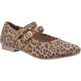 Hush Puppies Nancy Mary Jane Leder Damen Leopard Ballerinas
