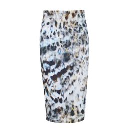 Bleistiftrock aus elastischem Gabardine mit Leopardenmuster
