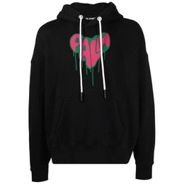 Palm Angels Spray Heart Design Schwarzer Kapuzenpullover