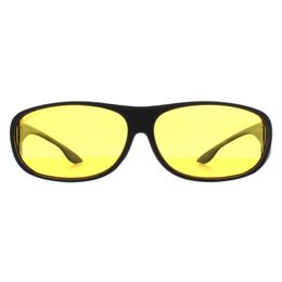 Montana Rectangle Unisex Matte Schwarz Gelb Polarized FO2 Fit Over Glasses Night Driving Sunglasses