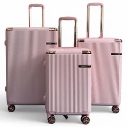 Erweiterbares Hartschalen-Reisekoffer-Set in Ros&eacute;gold mit 8 R&auml;dern