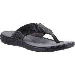 Hush Puppies Alan Toepost Leder Herren Schwarz Flip-Flops