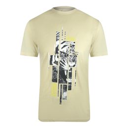Cavalli Class - Beiges T-shirt Mit Abstraktem Tiger-logo