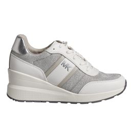 Michael Kors Mabel Damen-Sneakers aus Leder und Mesh mit gl&auml;nzender Kette 43S4MBFSBD