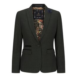 Damen Tweed Gr&uuml;n Karierter Blazer Wolle Klassische Jacke