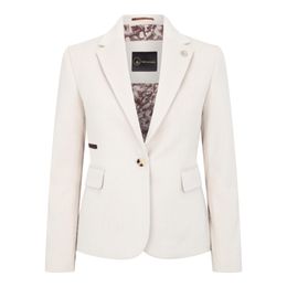 Cremefarbener Blazer aus Wollmischung und Tweed im Tailored Fit f&uuml;r Damen