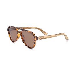 Earth Wood Mazatlan Polarisierte Sonnenbrille - Zebra/Braun