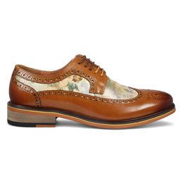 Justin Reess Herren-Brogue-Schuhe aus braunem Leder mit ikonischem Print &ndash; Scott