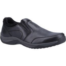 Hush Puppies Donald Leder Herren Schwarz Mokassins Schuhe