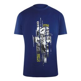 Cavalli Class - T-shirt Mit Abstraktem Tiger-logo In Blau