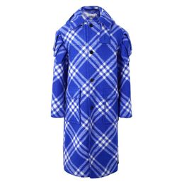 Burberry - Blau karierte Cape-Parka aus Wolle
