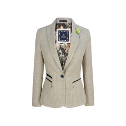 Damen Tweed Fischgr&auml;tenmuster Creme Jacke Peaky Blinders