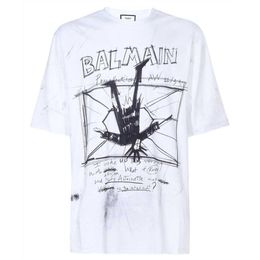 Balmain - Wei&szlig;es T-shirt Mit Skizzen-logo