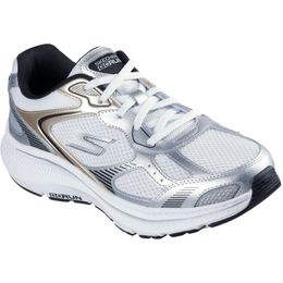 Skechers GO RUN Consistent 2.0 Volt Damen Sneaker Aus Leder In Wei&szlig;/silber/schwarz