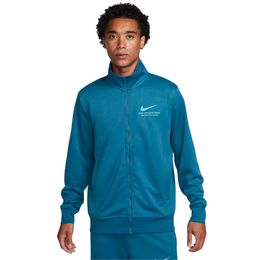 Blaue Trainingsjacke Mit Rei&szlig;verschluss Und Nike-branding Auf Der R&uuml;ckseite