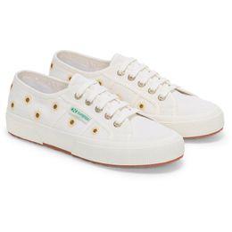 Superga Embroidery Linen Sunflower Damen Leinenschuhe In Wei&szlig;