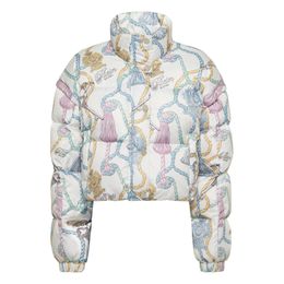 Philipp Plein Nylon Cropped Down Puffer Jacket Tassels
