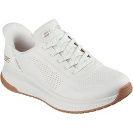 Skechers BOBS Squad 4 Schl&uuml;ssel-Look Damen Wei&szlig;e Sneakers