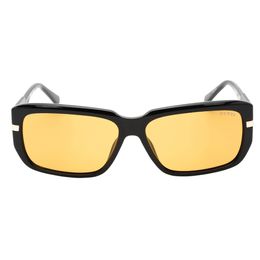 Guess - Sonnenbrille mit gl&auml;nzendem schwarzen Rahmen und braunen Gl&auml;sern