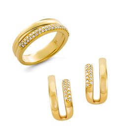 Orphelia 'Emily' Damen Set aus 925 Sterling Silber: Ohrringe + Ring - Gold SET-7581/G