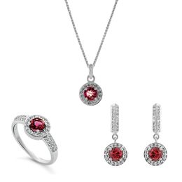 Orphelia 'Bristol' Damen 925 Sterling Silber Set: Halskette + Ohrringe + Ring - Silber SET-7579/P