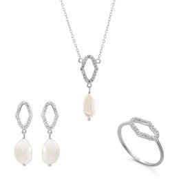 Orphelia 'Normandie' Damen 925 Sterling Silber Set: Halskette + Ohrringe + Ring - Silber SET-7574