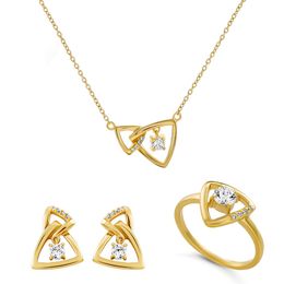 Orphelia 'Santorini' Damen 925 Sterling Silber Set: Halskette + Ohrringe + Ring - Gold SET-7570/G