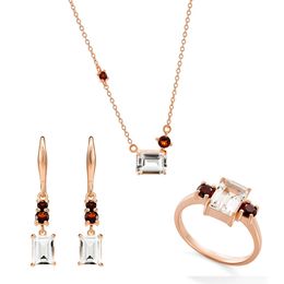 Orphelia 'Fira' Damen 925 Sterlingsilber Set: Halskette + Ohrringe + Ring - Rose SET-7571/RG