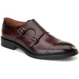 Base London Taper Leder Herren Bordo Doppel-Monk-Schuhe
