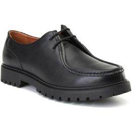 Base London Carbon Leder Herren Schwarz Mokassin Schuhe
