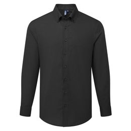 Premier - "Supreme" Hemd f&uuml;r Herren, Oxford-Stil, Lang&auml;rmlig (Schwarz)