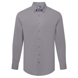 Premier - "Supreme" Hemd f&uuml;r Herren, Oxford-Stil, Lang&auml;rmlig (Stahlgrau)
