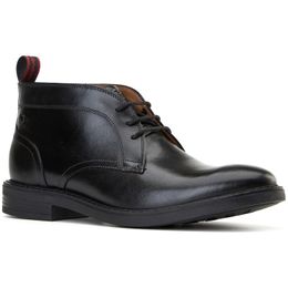 Base London Lincoln Herren Schwarze Leder Kn&ouml;chelstiefel